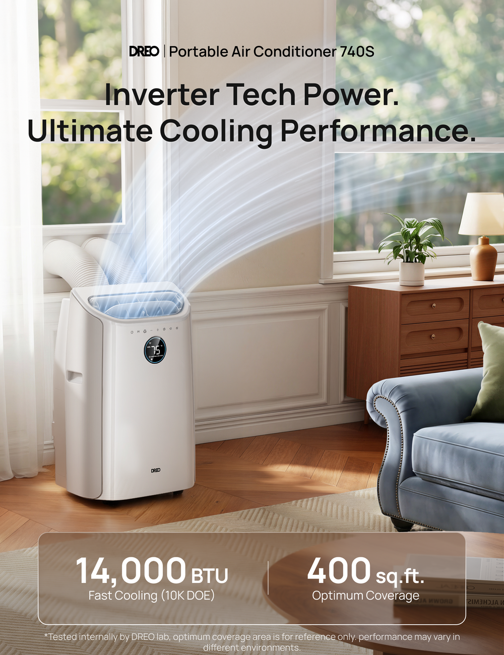 DREO Portable Air Conditioner 740S | 10000 BTU, Cools 400 sq ft
