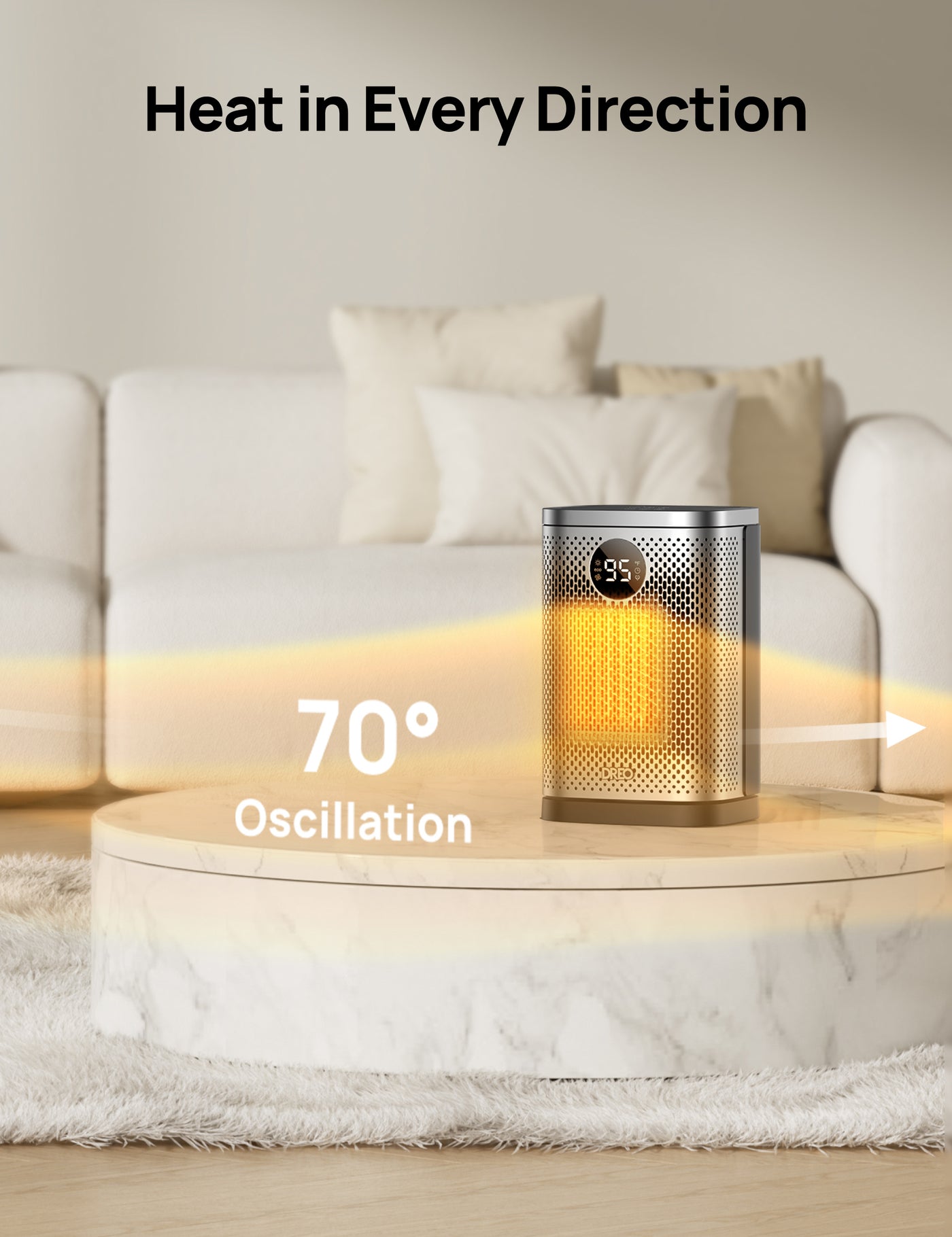 DREO 1500W Atom Core Portable Oscillating Ceramic Space Heater for Home ...