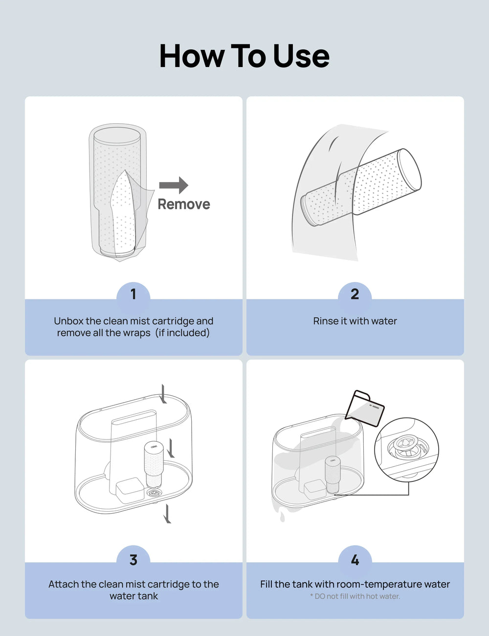 Clean Mist Cartridge - 3-Pack, Compatible with Dreo Humidifiers 311/31